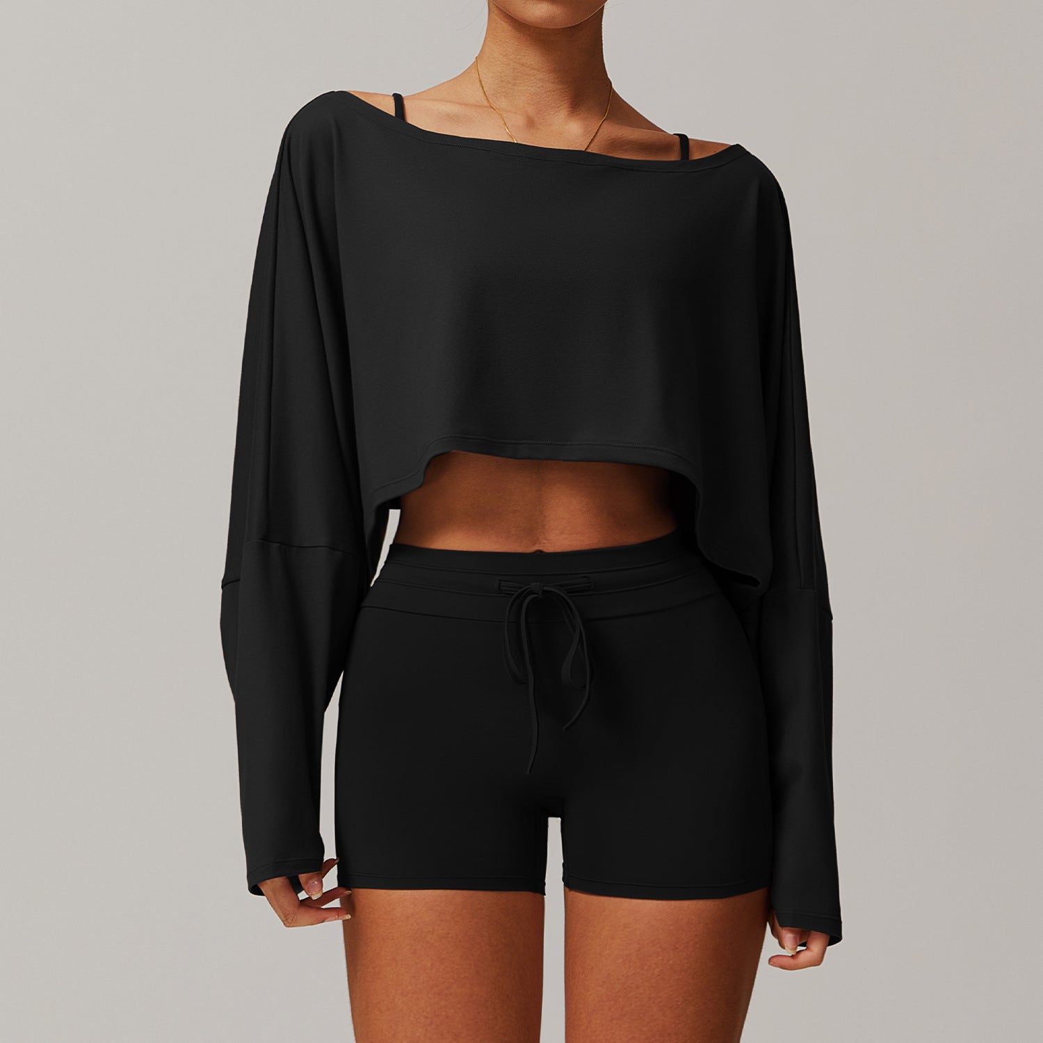 LuxeForm 3-Piece Set – Off-Shoulder + Bra + Shorts
